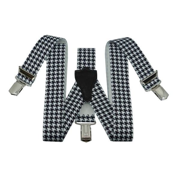 Checkered Wide Men's Suspenders with Houndstooth Motif - Y Back & – The ...